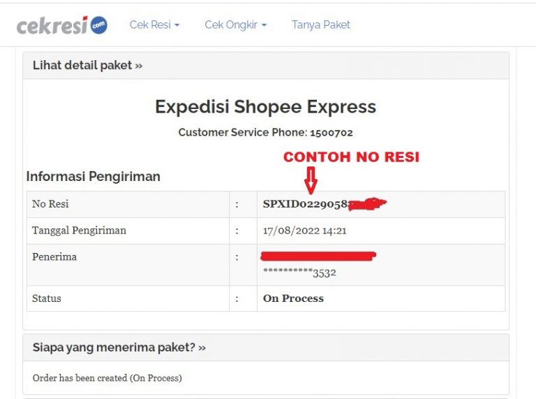 Contoh No Resi Shopee Express Hemat dan Cara Lacak Paketnya - Cekresi.com