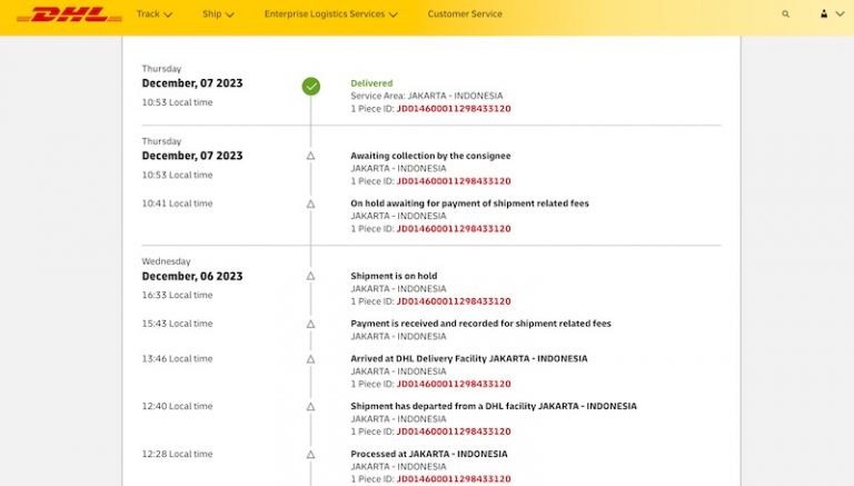 Cek Resi DHL - Cekresi.com